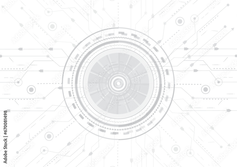 gray background. Abstract technological background with various technological elements ...