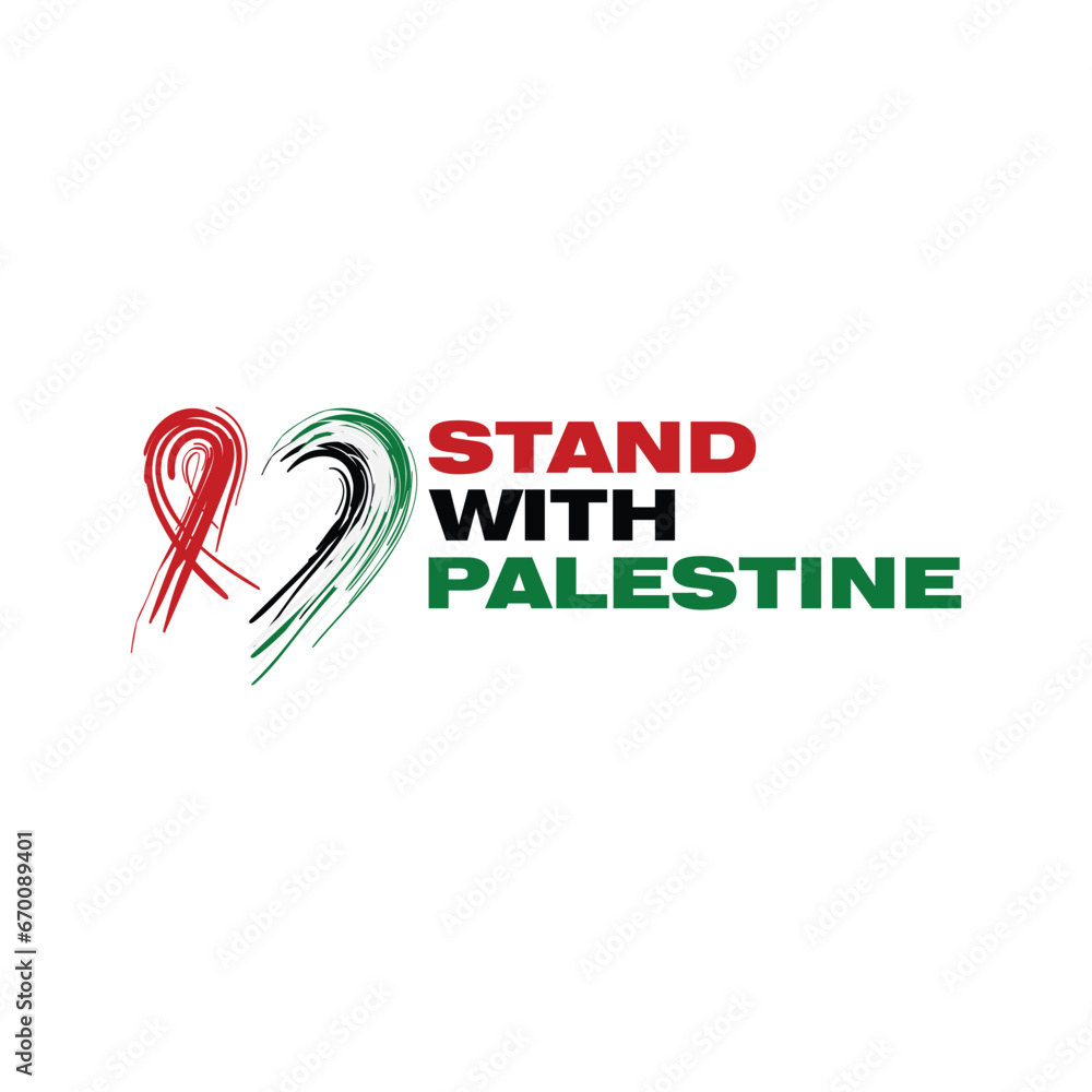 logo stand with palestine flag text with heart shape support justice ...
