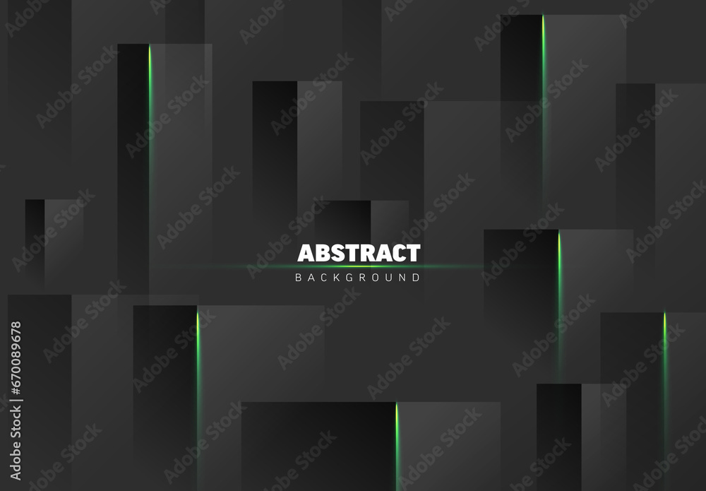 Abstract dark background made from dark prisms with green accent and ...