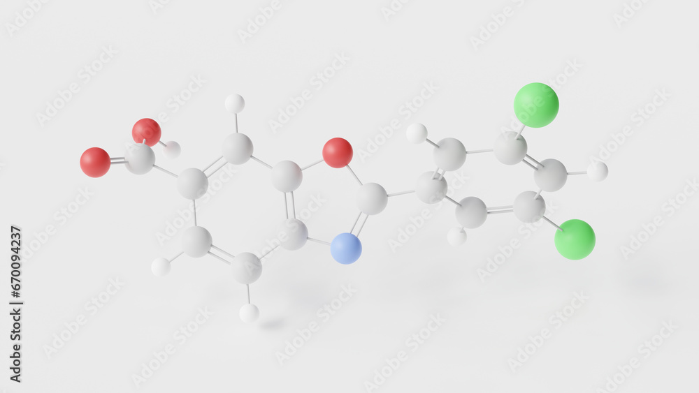 tafamidis molecule 3d, molecular structure, ball and stick model ...