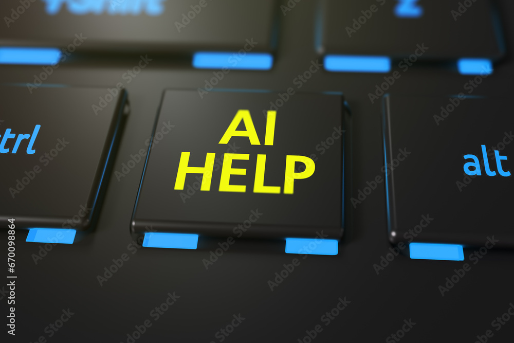 Illustration with a close-up of the keyboard and the AI HELP button ...