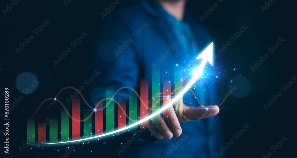Financial business growth concept. Businessperson calculate income and ...