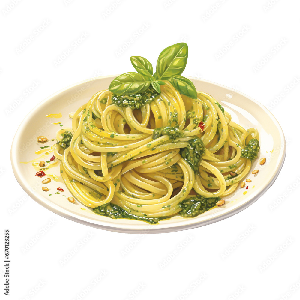 italian dish pasta spaghetti pesto basil png isolated on a transparent ...