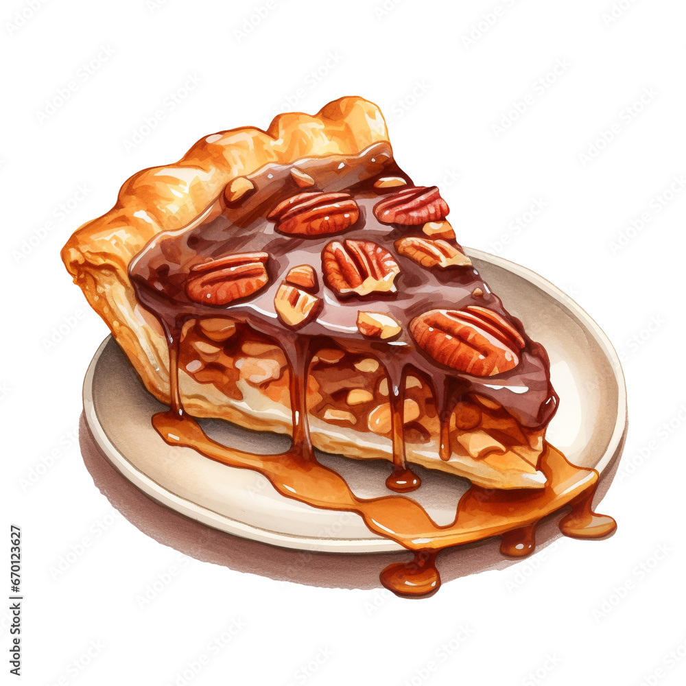 fresh baked pecan nuts pie slice png isolated on a transparent ...