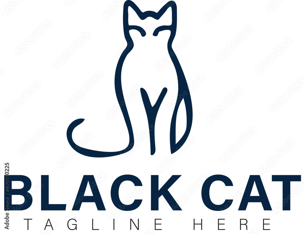 Black Cat sitting Logo vector. Home pet veterinary clinic icon and logo ...