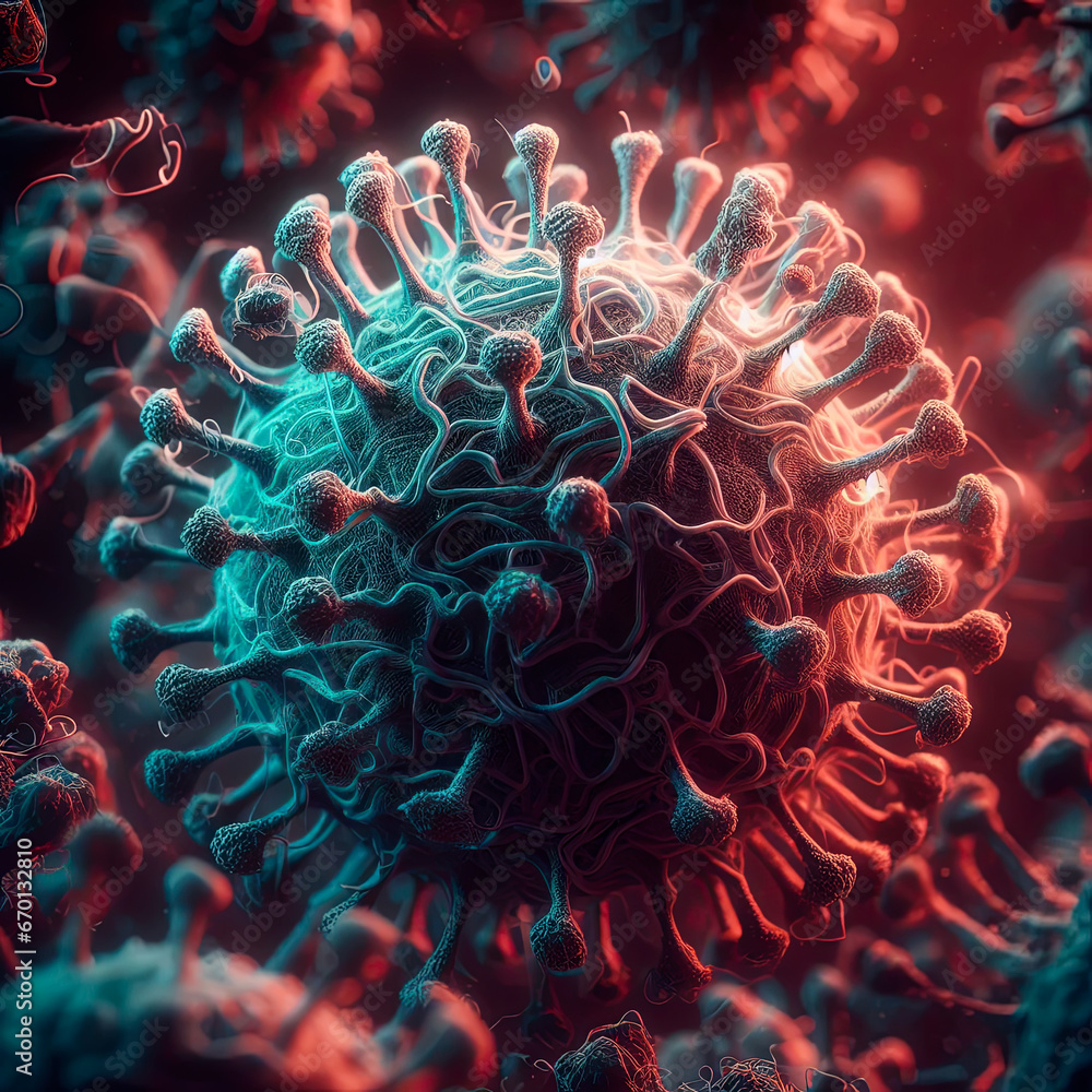 Virus seen under a electron microscope. Realistic illustration of Virus ...