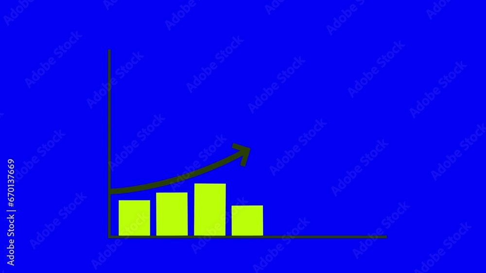 motion animated footage. Statistics bars columns growth, arrow up ...