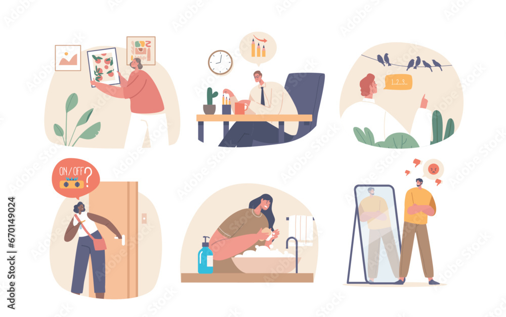 People With Ocd and Perfectionism Concept. Characters with Obsessive ...