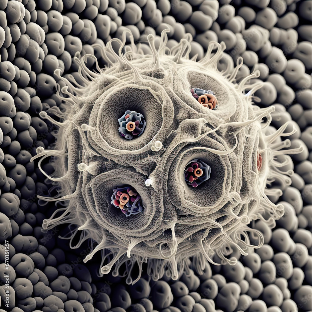 Realistic illustration of Virus seen under a electron microscope. Virus ...