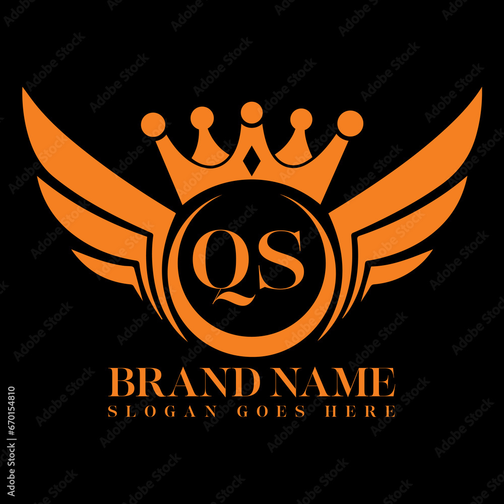 QS Letter Initial with Royal Luxury Logo and Wings Symbol. Wings design ...