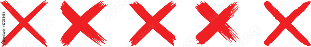 Red cross sign set. Wrong mark collection. Red cross X symbol. Red ...