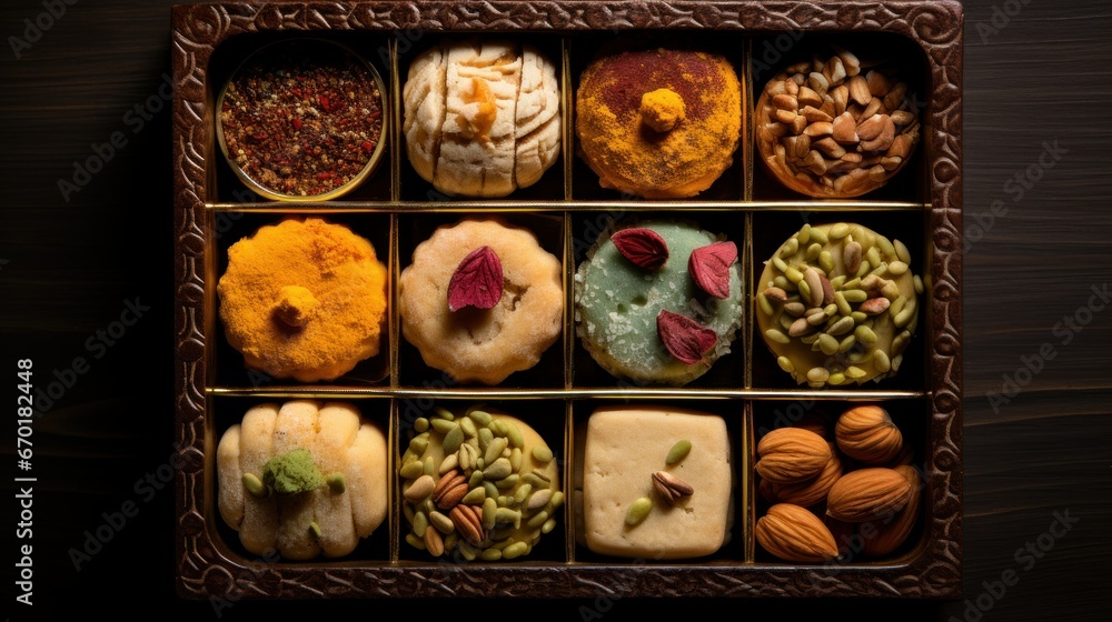 Diwali box consists of Indian sweets. Assorted Diwali Sweets Gift Box ...