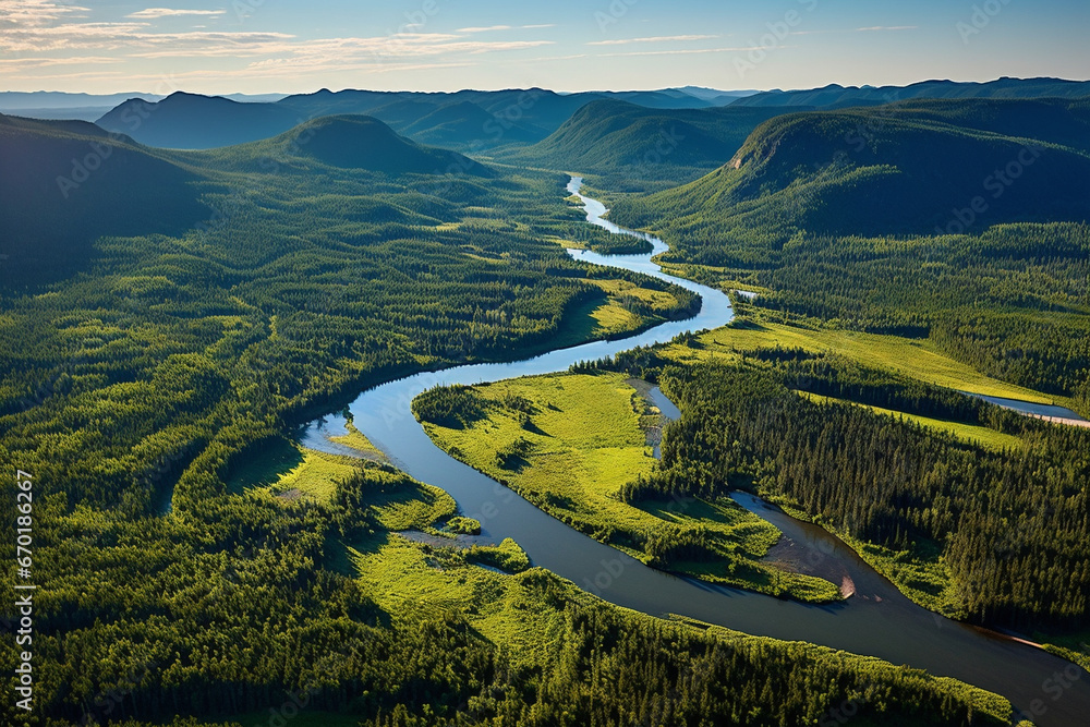 awe-inspiring aerial view of a vast, untouched wilderness from a bird's ...