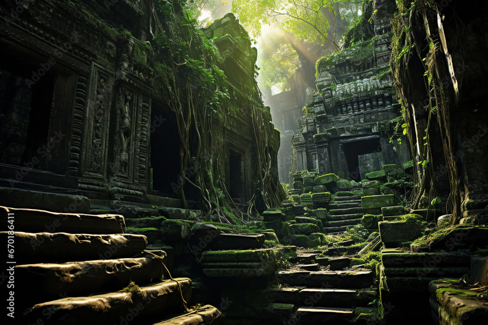 Eerie yet awe-inspiring atmosphere inside an ancient, long-forgotten ...