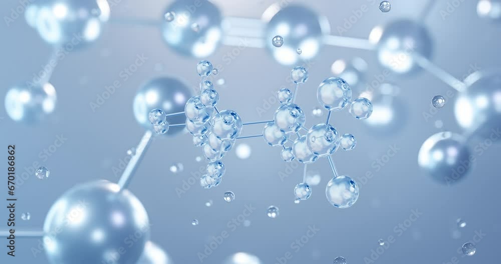 Tranexamic acid, rotating 3D model of antifibrinolytic agent, seamless ...