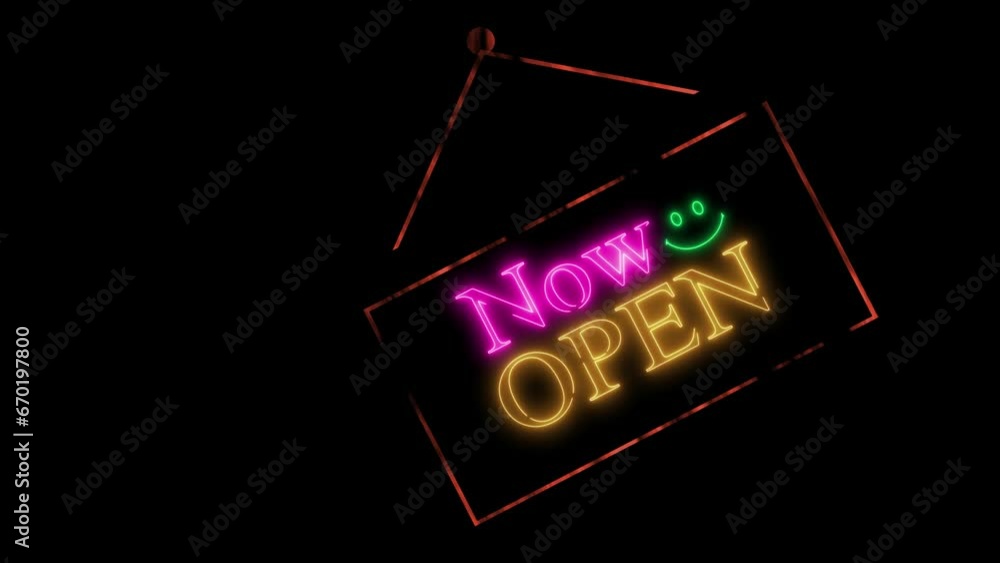 We Are Open Text Animation. Neon Open Sing Uses For Business Purposes ...