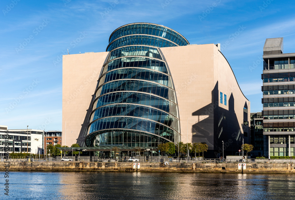The building Convention Centre Dublin also known as CCD, overlooking the Liffey River, venue for ...