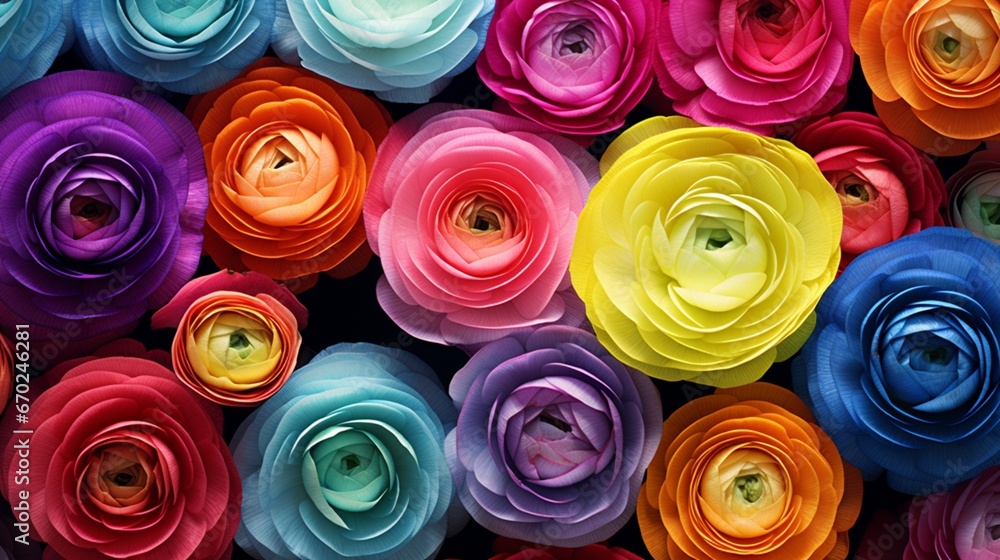 An artistic composition featuring a cluster of high-detailed Rainbow ...