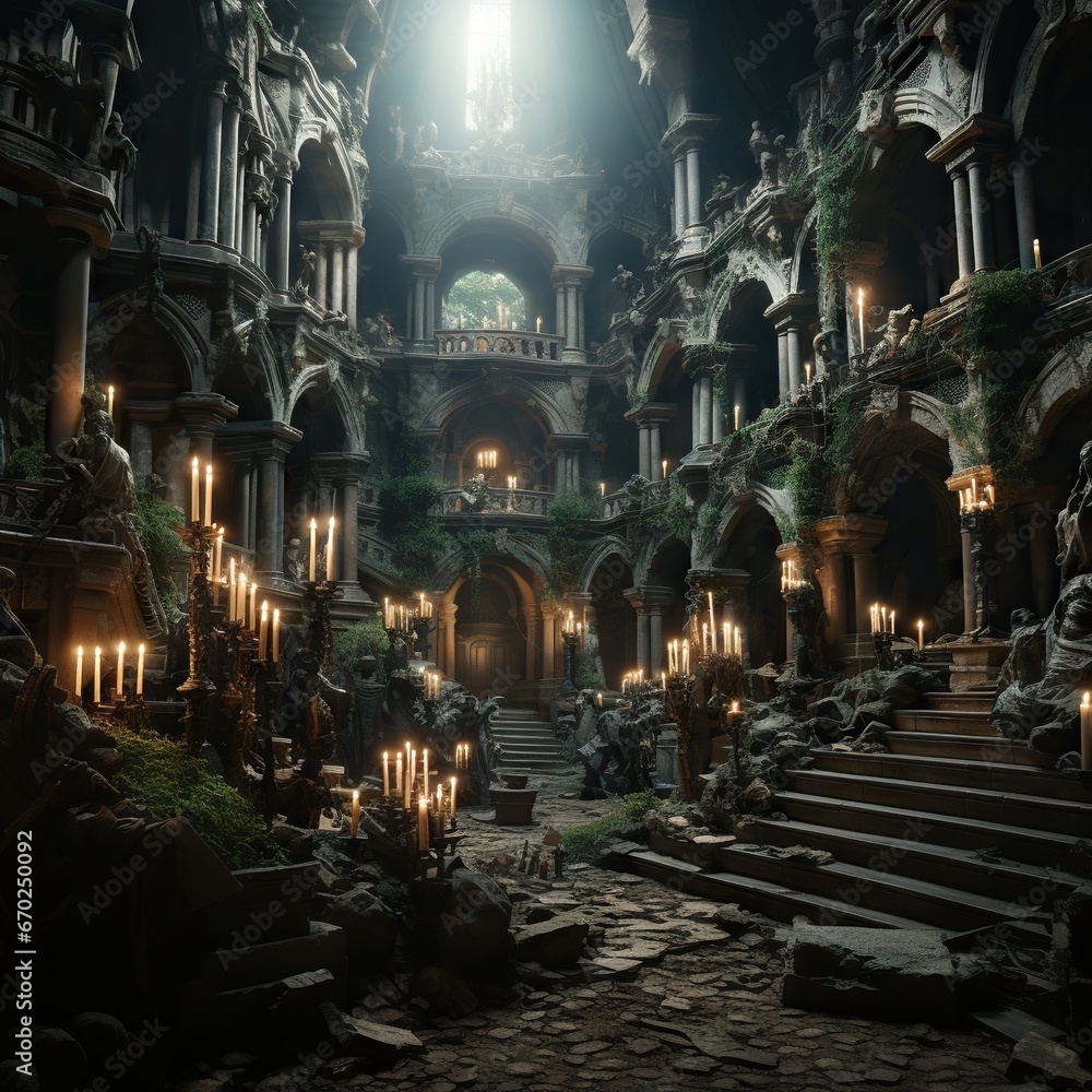 ancient underground crypt made with baroque architecture Stock Photo ...