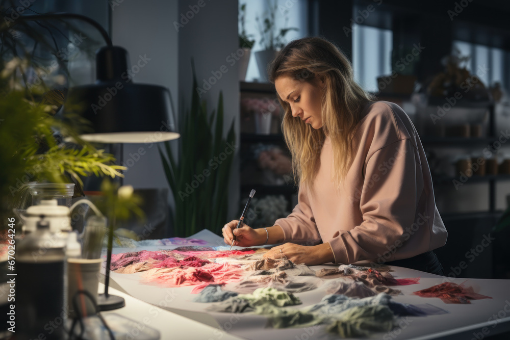A fashion designer sketching a new clothing line, considering the ...