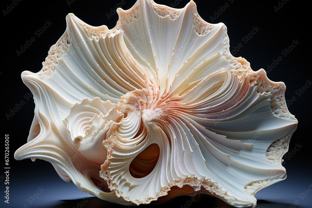 A cross-section of a seashell, displaying the elegance of calcium ...