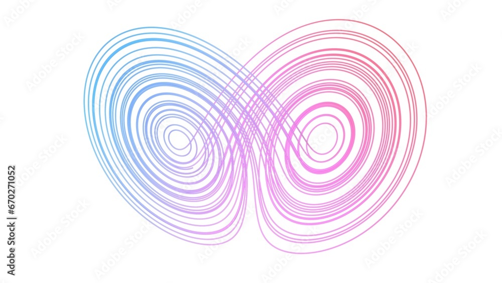 mathematical simulation of the chaos theory and butterfly effect 3d animation. Can be used to ...