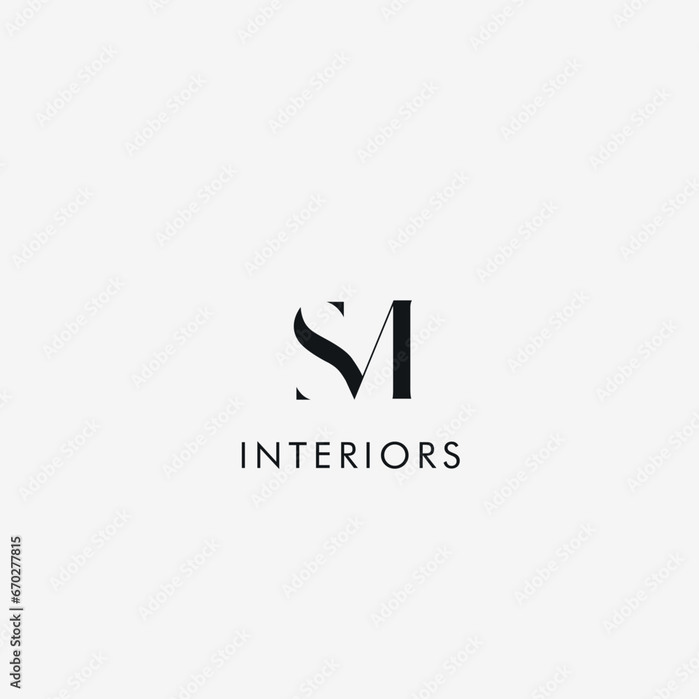 SM letter interiors logo design. Stock Vector | Adobe Stock