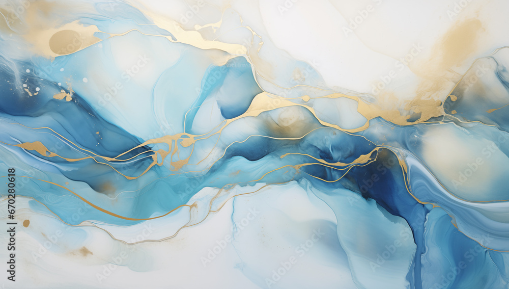 AI illustration of a blue and gold marble background, luxury, abstract ...