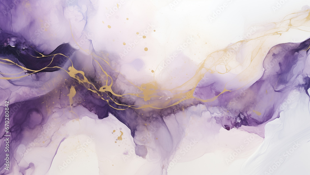 AI illustration of a purple and gold marble background, luxury ...