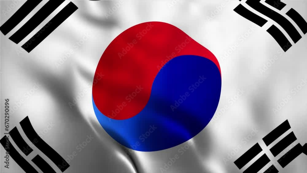 South Korea flag waving animation. seamless loop animation flag video ...