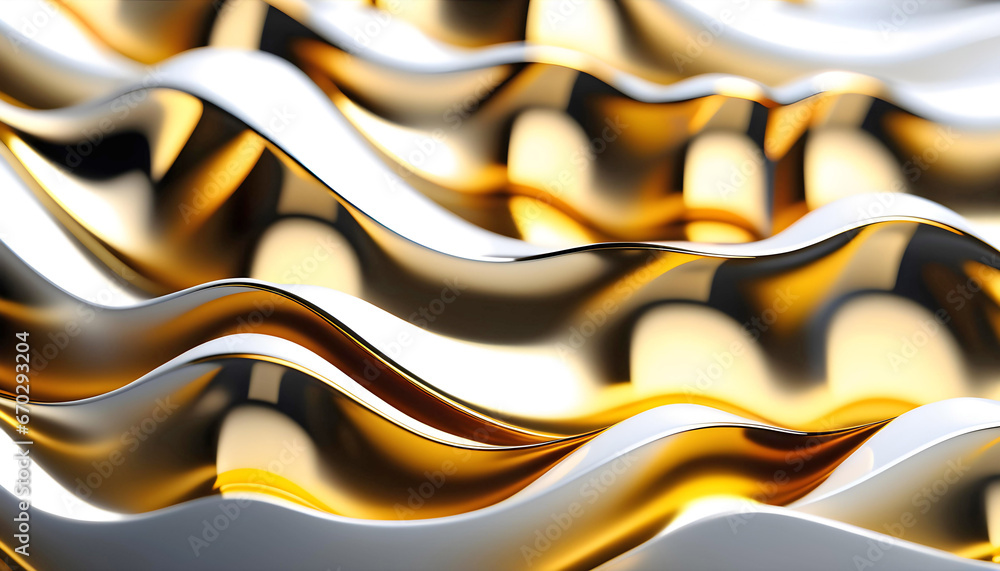 abstract background with waves in white gold color in high resolution ...