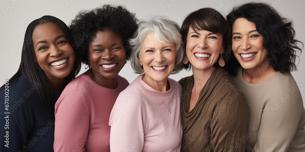 A picture of five different middle aged woman of different races ...