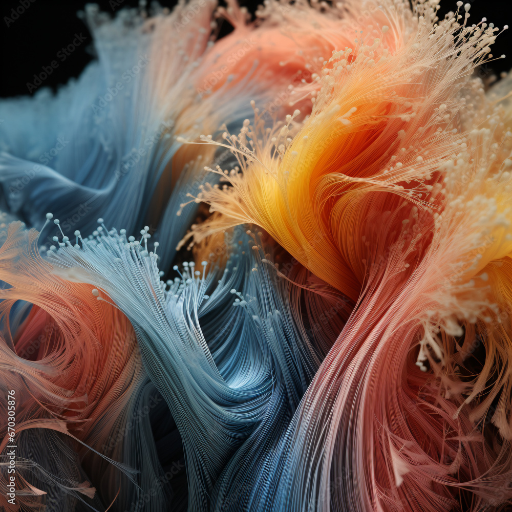 The structure of cells or tissues observed under a high-magnification ...