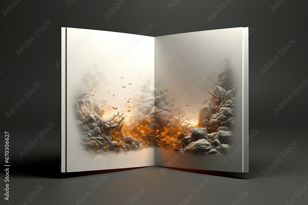 illustration 3d design presentation mock template white blank brochure ...