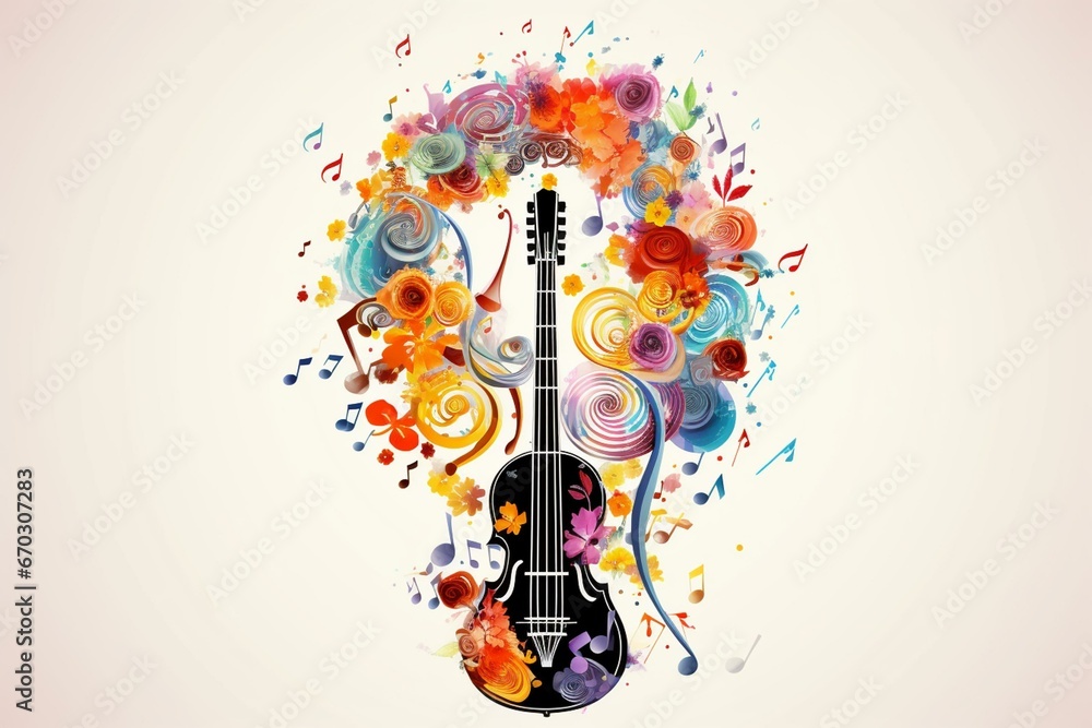 Vectorized treble clef with lively musical elements. Generative AI ...