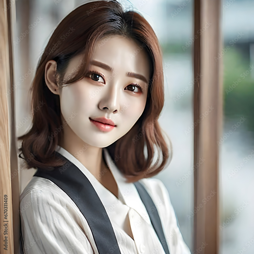 beautiful-and-cute-korean-woman-generative ai Stock Photo | Adobe Stock