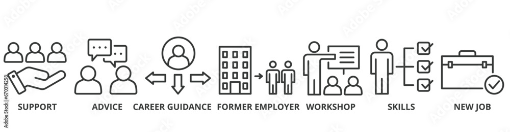 Outplacement banner web icon vector illustration concept with icon of ...