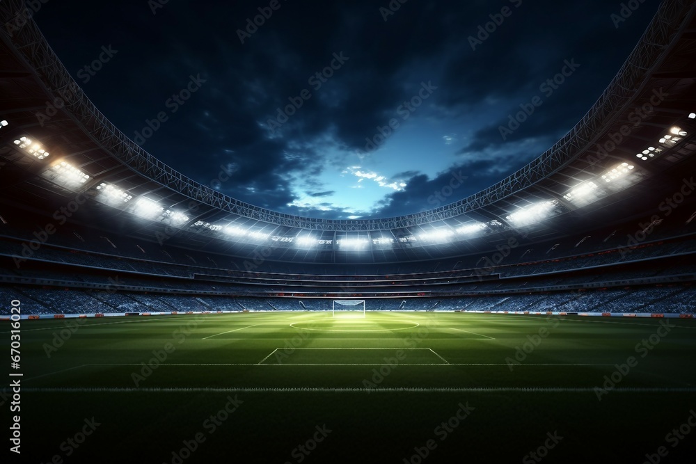 render 3d people night stadium fun gate natural green illuminated ...