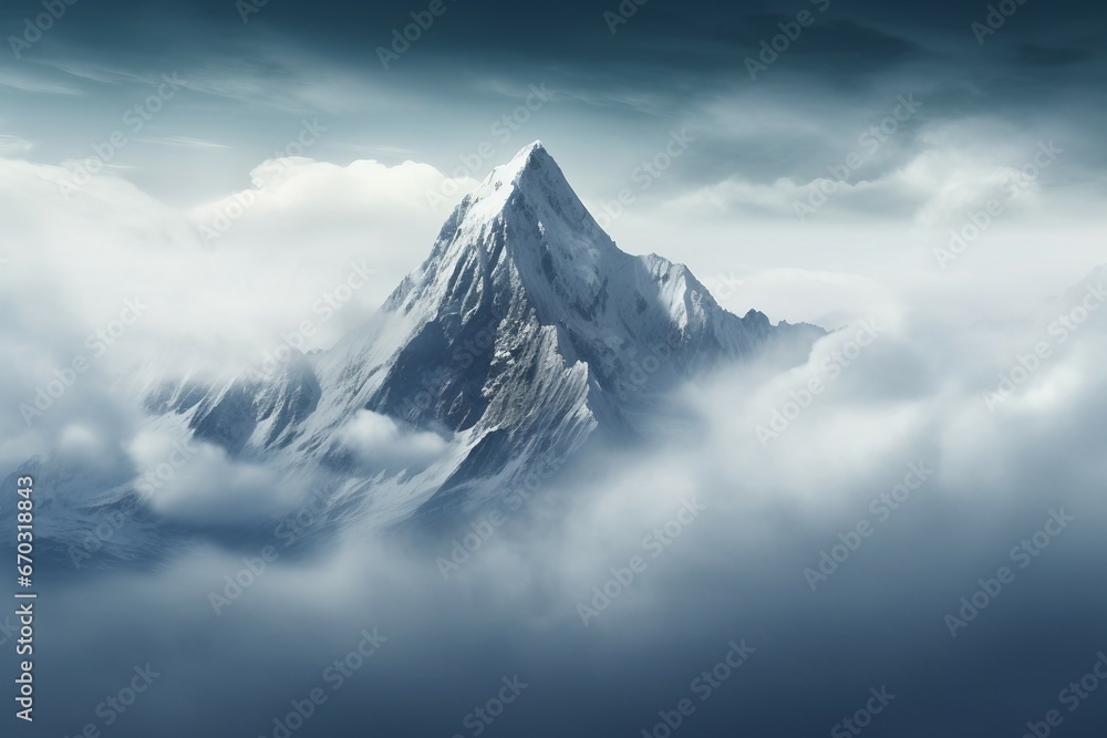 clouds Mountain icy top ice sky cold view rock high blue snow peak ...