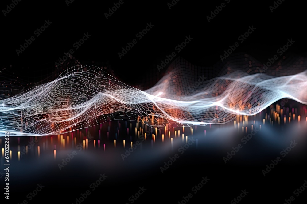 rendering 3d equalizer background waves musical sound showing music abstract datum wave big ...
