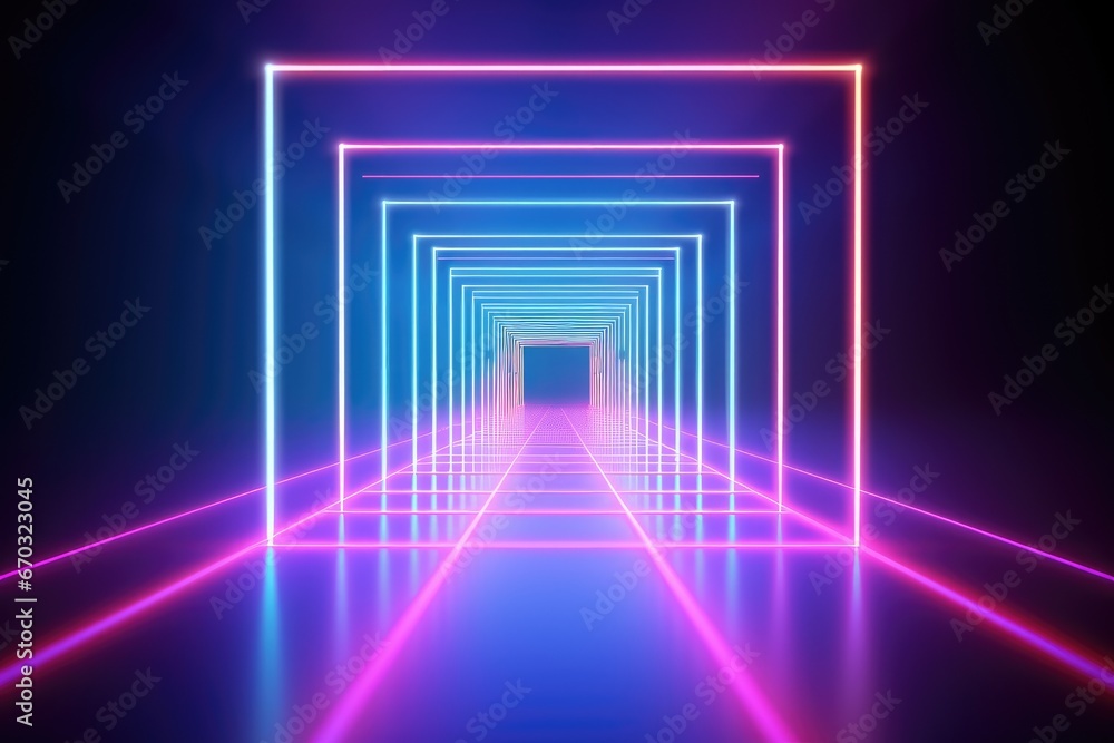 show laser colors vibrant spectrum blue pink arch portal square ...