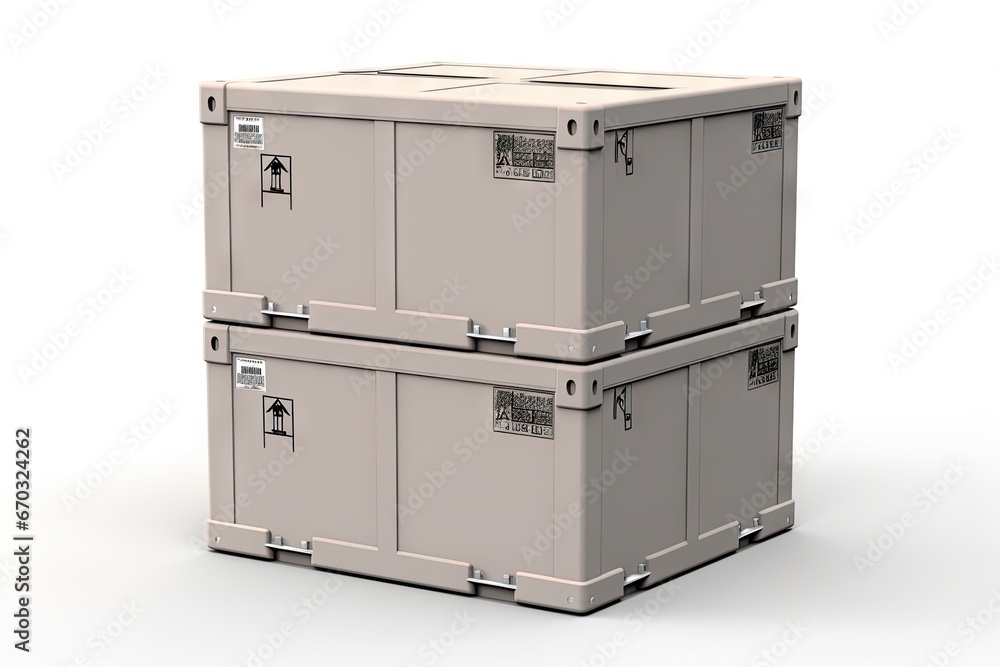 illustration 3d isolated background white box cargo pallet three ...