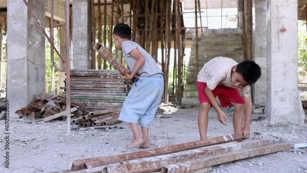 Poor children forced to do construction work, child labor, abuse To the ...