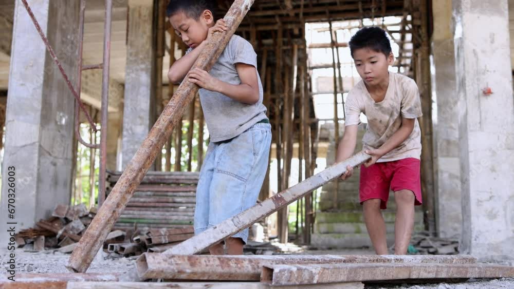 Poor children forced to do construction work, child labor, abuse To the ...
