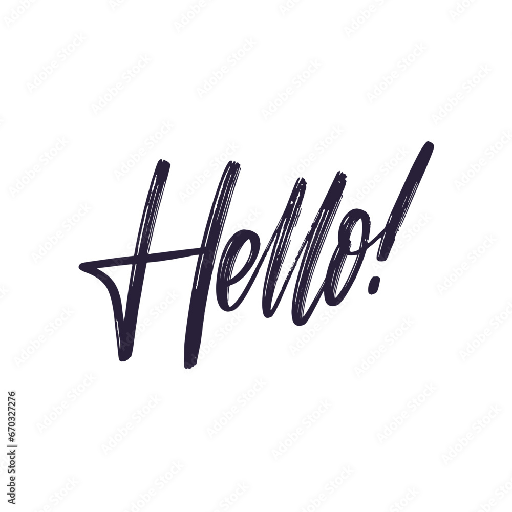 Hello word sign handwritten black color calligraphy text. Stock Vector ...