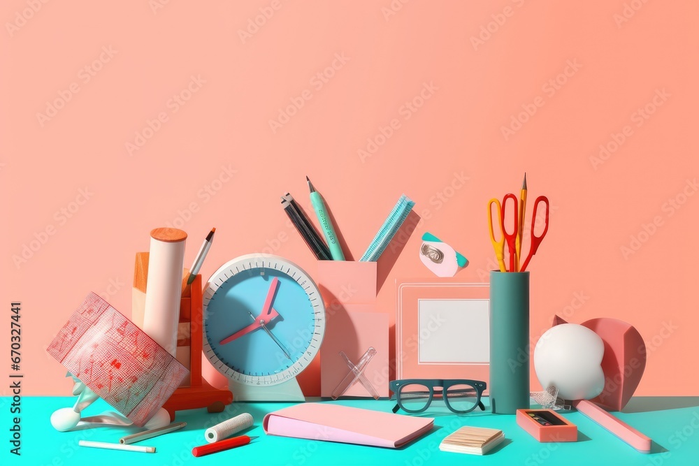 background pink supplies School supply stationery creative back to ...