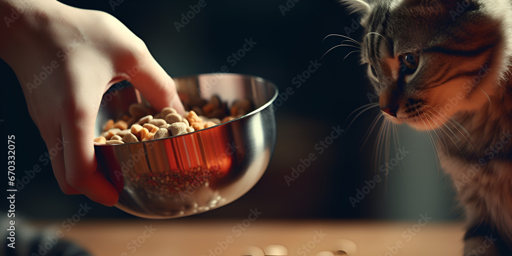 Cute cat coming to eat his meal A Playful Kitty's Delightful Meal ...
