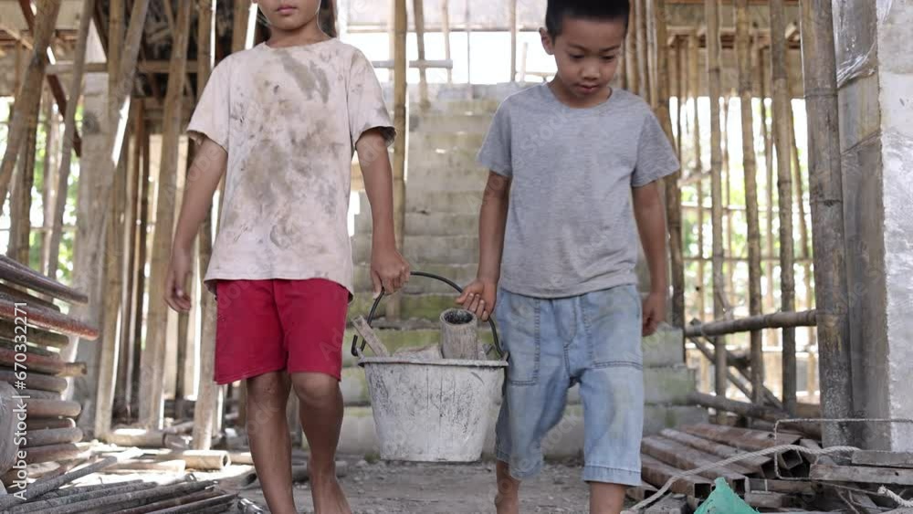 Poor children forced to do construction work, child labor, abuse To the ...