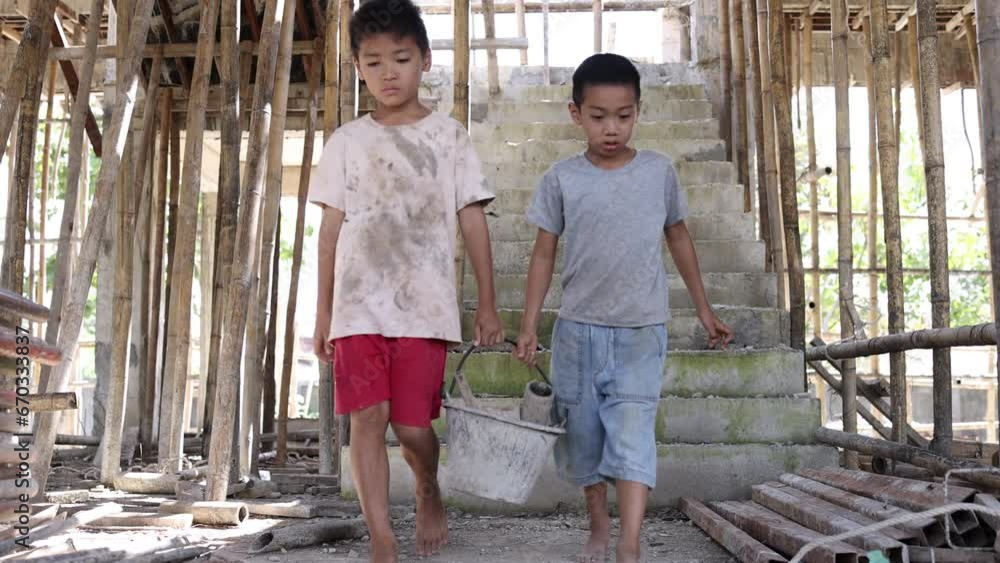Poor children forced to do construction work, child labor, abuse To the ...