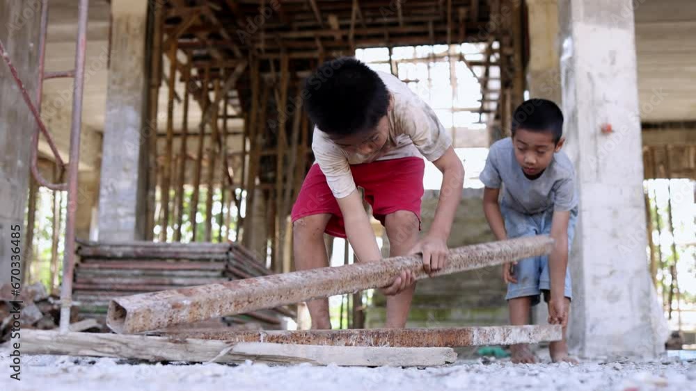 Poor children forced to do construction work, child labor, abuse To the ...